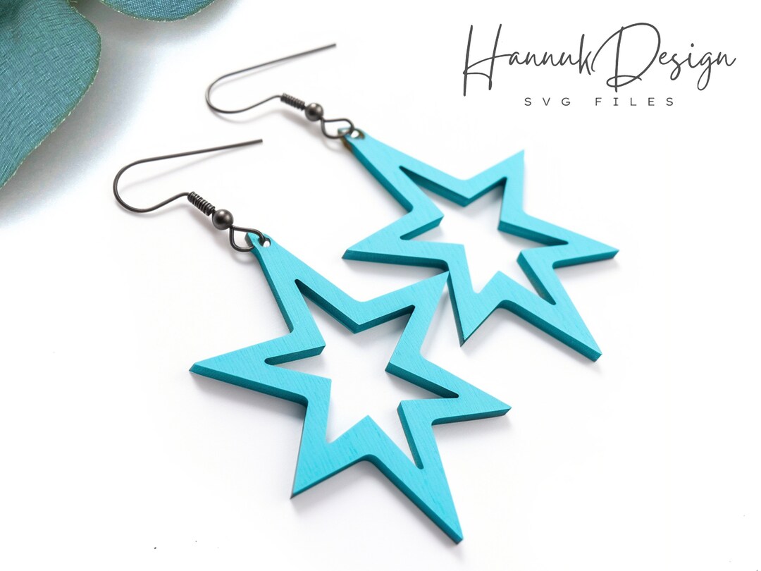 Elongated Star Shape Wood Earring Svg Laser Cut File for Glowforge ...
