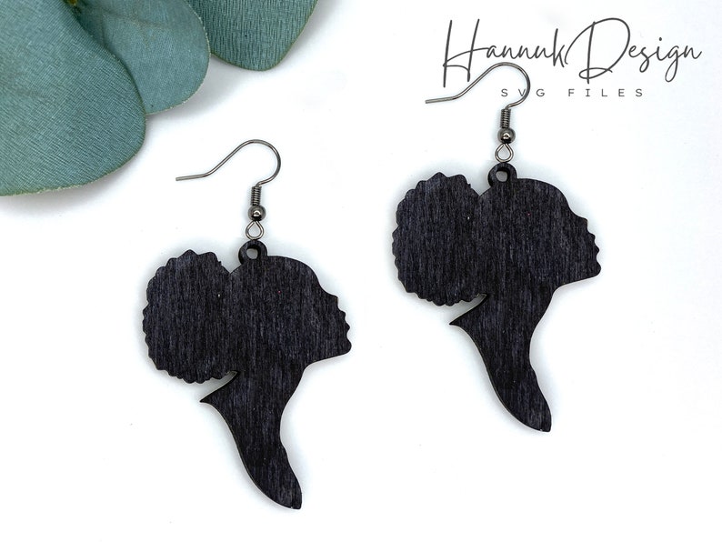 Black Woman Silhouette Svg Wood Earring Svg Laser Cut - Etsy