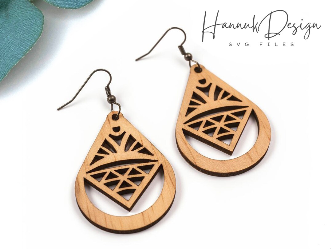 Boho Drop Wood Earring SVG Laser Cut File for Glowforge, Bohemian ...