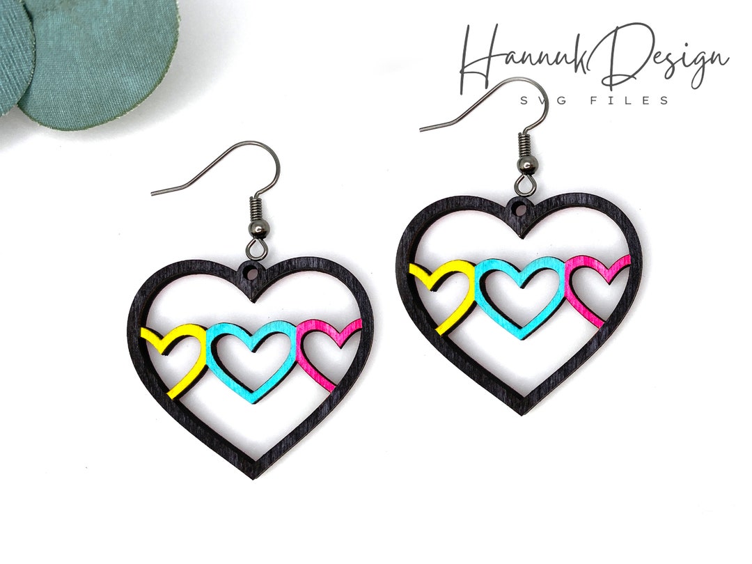 Heart Earring Svg, Wood Earring Svg, Laser Cut Earring Svg for ...