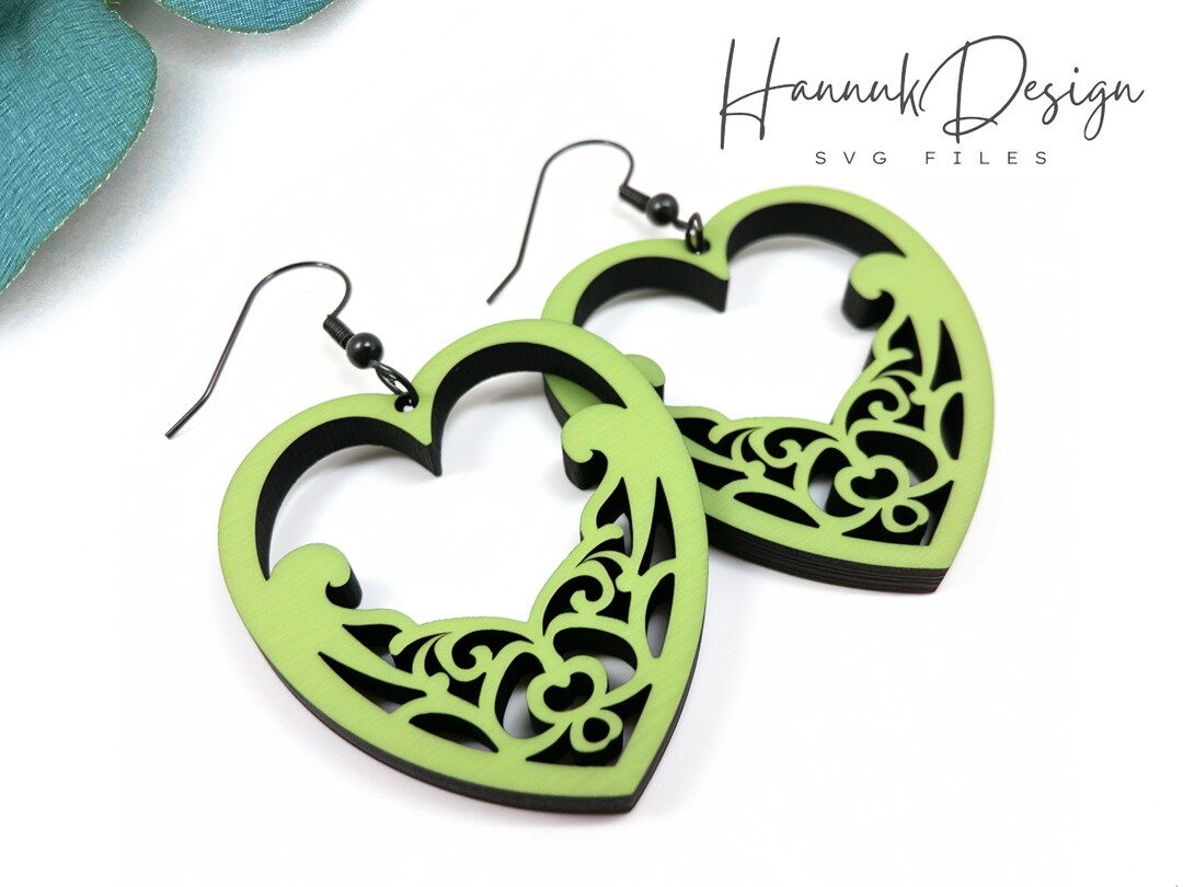 Gothic Heart Shape Wood Earring Svg Laser Cut File Digital Download - Etsy