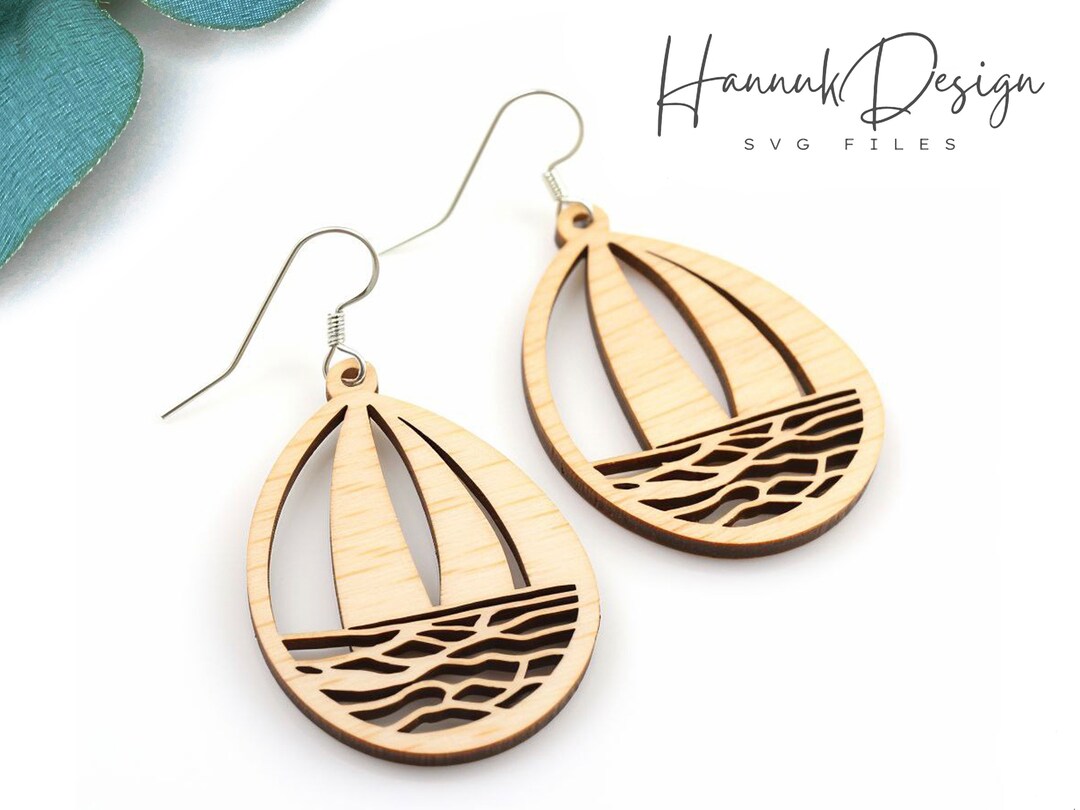 Sailing Boat Sea Waves Earring Svg Laser Cut File Digital Download ...