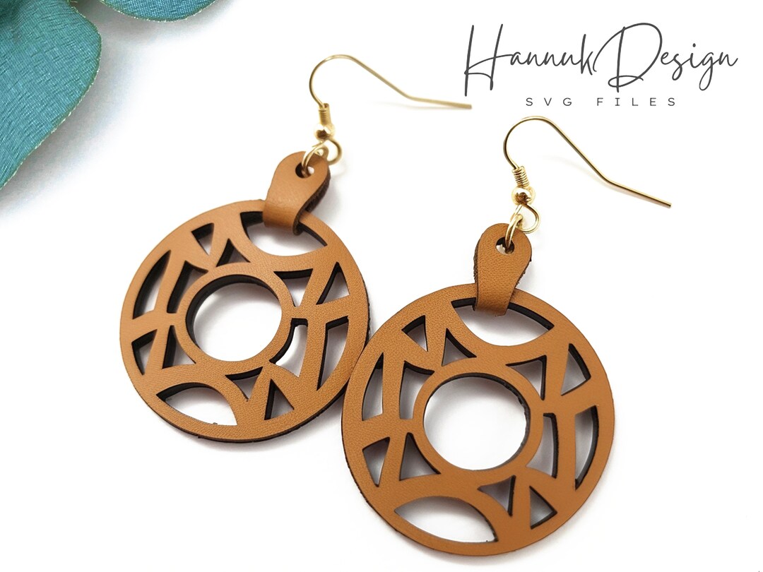 Circle Shape Geometry Hole Leather Earring Svg Template for Cricut ...