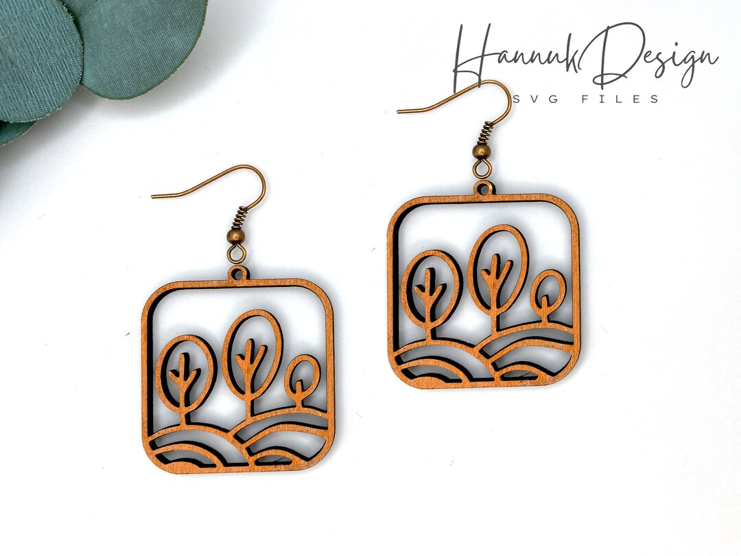 Tree Wood Earring Svg, Laser Cut Earring Svg for Glowforge, Boho ...