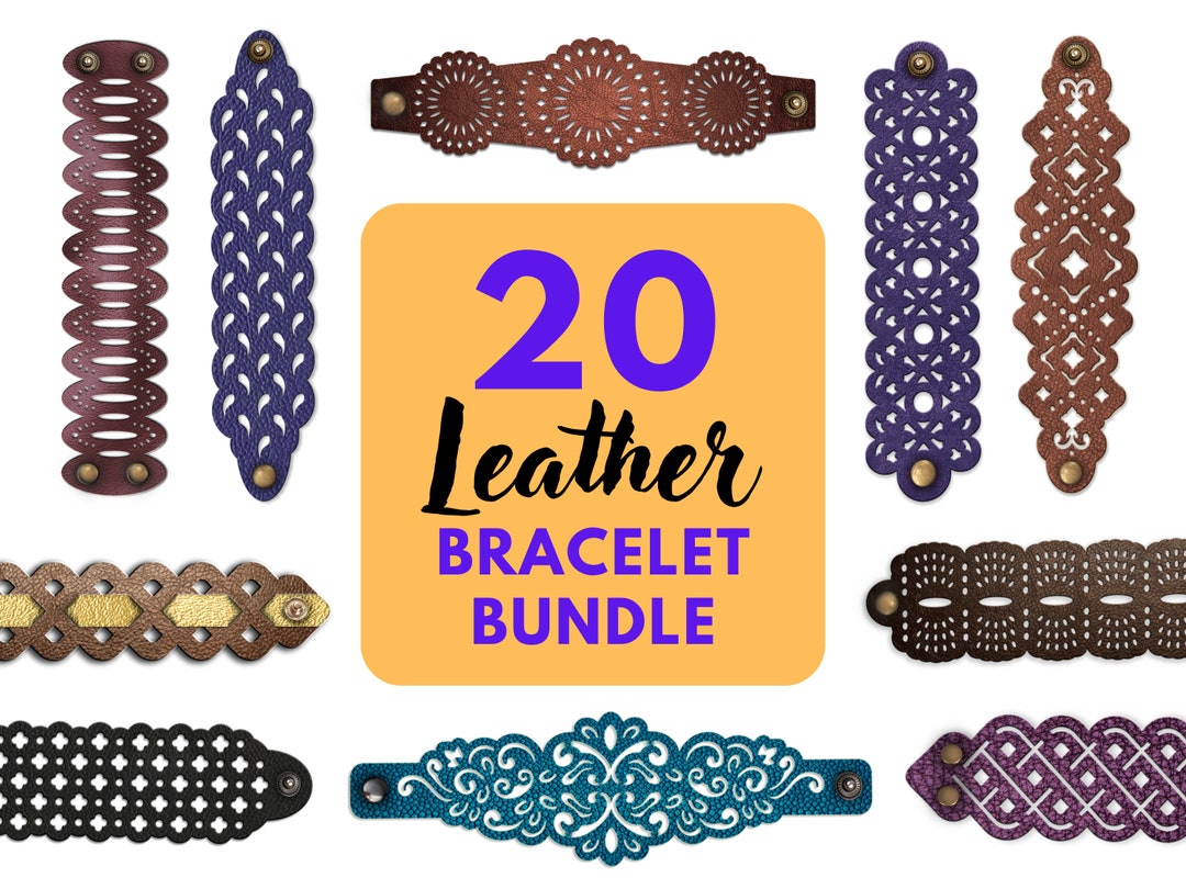 20 Leather Bracelet Template Svg Bundle for Cricut and Laser Cutting ...