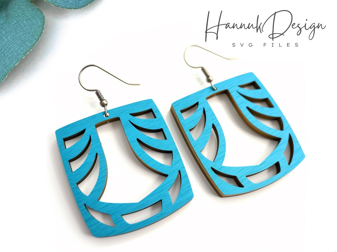 Square Shape With a Complex Geometric Pattern Wood Earring Svg Laser ...