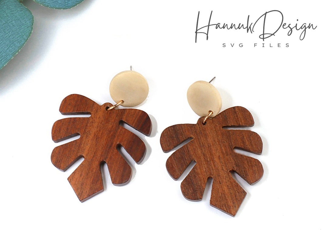 Monstera Earring Svg, Tropical Leaf Earring SVG Laser Cutting File for ...