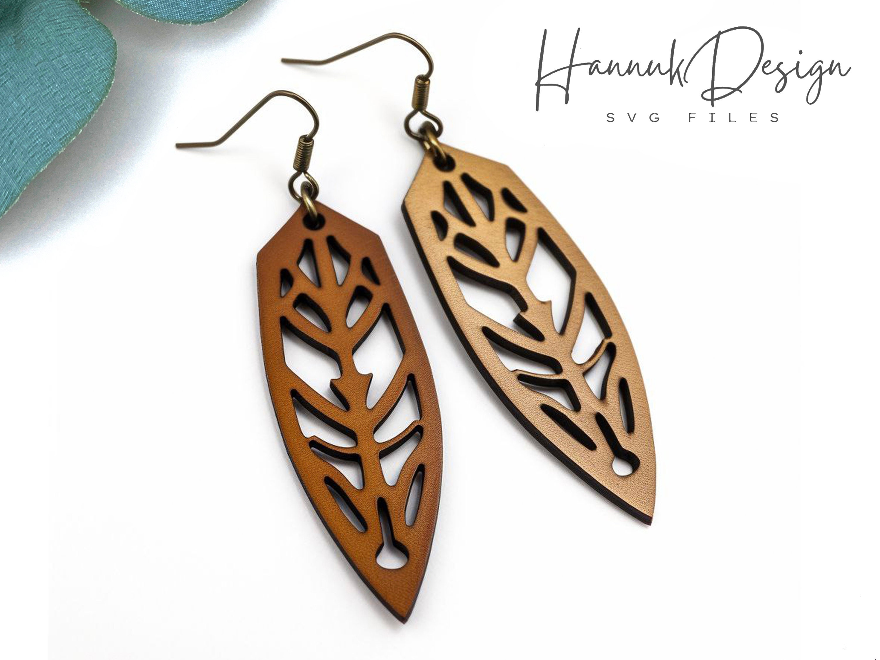 Feather Shape With Native Pattern Earring SVG Laser Cut File - Etsy