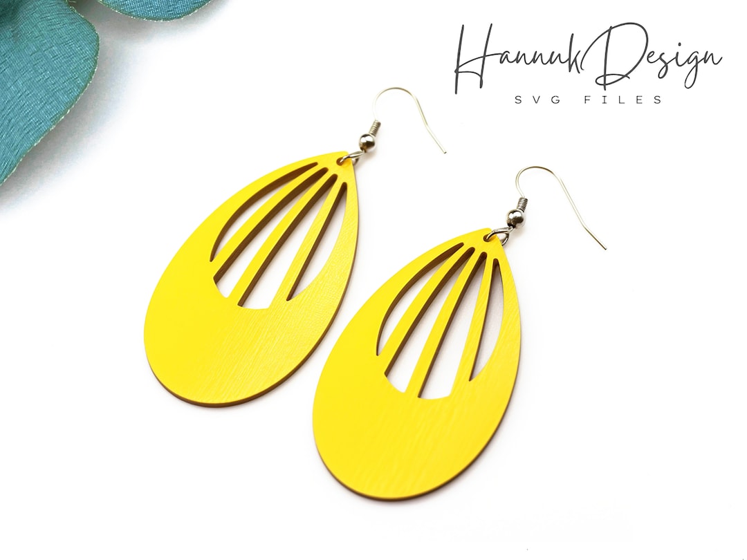 Long Narrow Fanned Out Shape Wood Earring Svg Laser Cut File Digital ...
