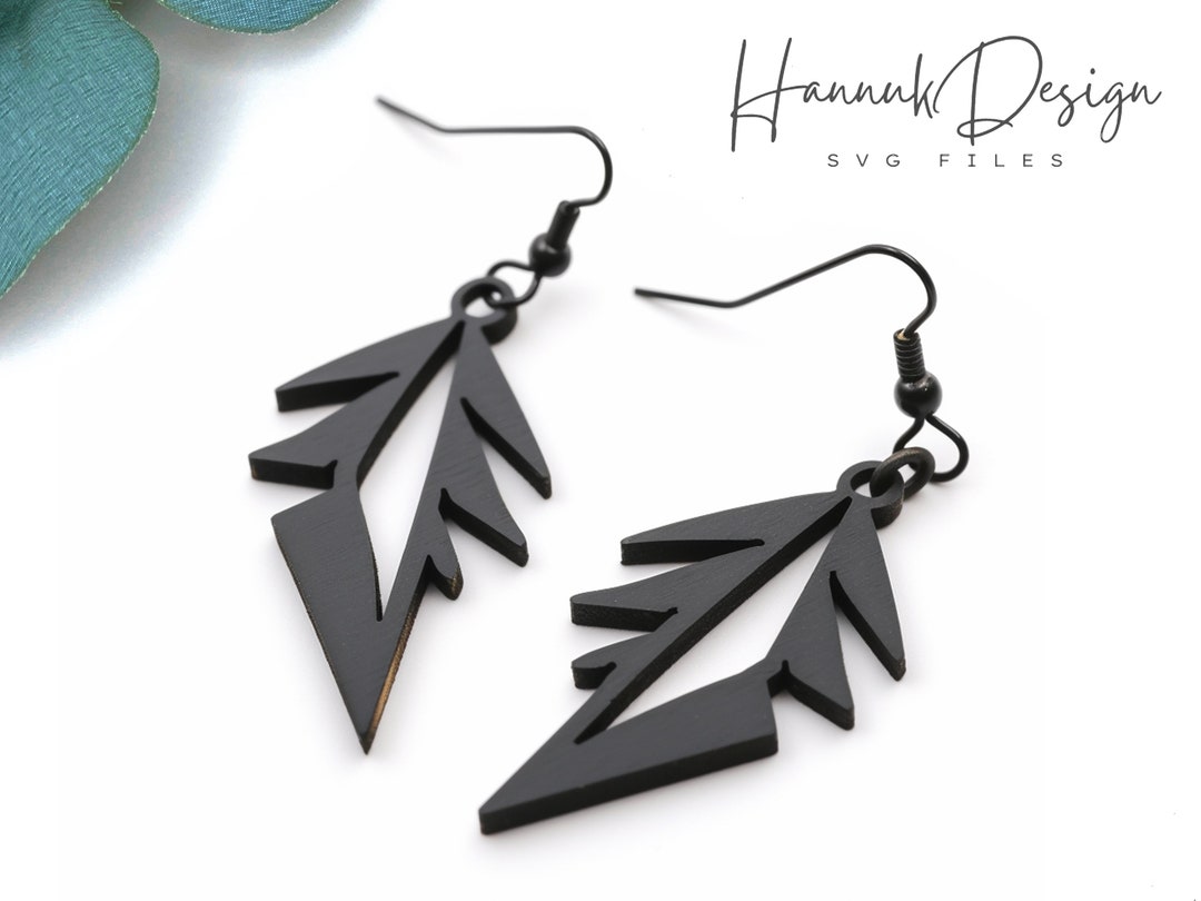 Sharp Edges Feather Shape Earring Svg Laser Cut File for Glowforge ...