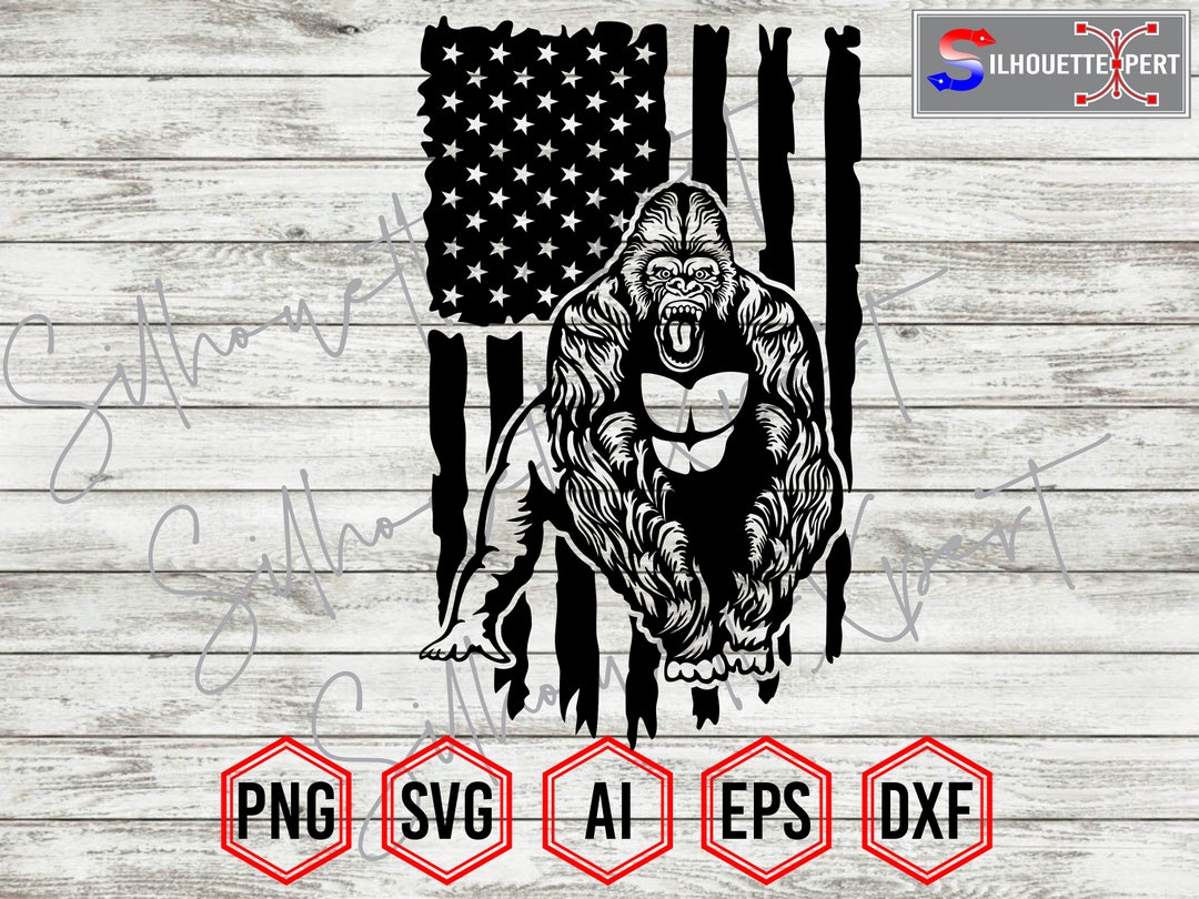 Angry Standing Gorilla Svg, Patriotic US Flag Svg, Apes Svg - Vector ...