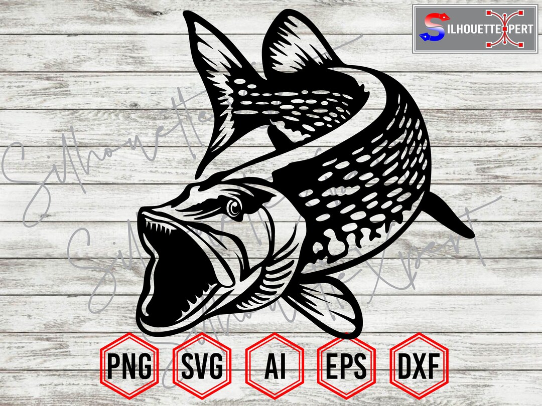 Pike Svg, Fish Svg, Fishing Svg, Fisher Svg - Clipart, Silhouette ...