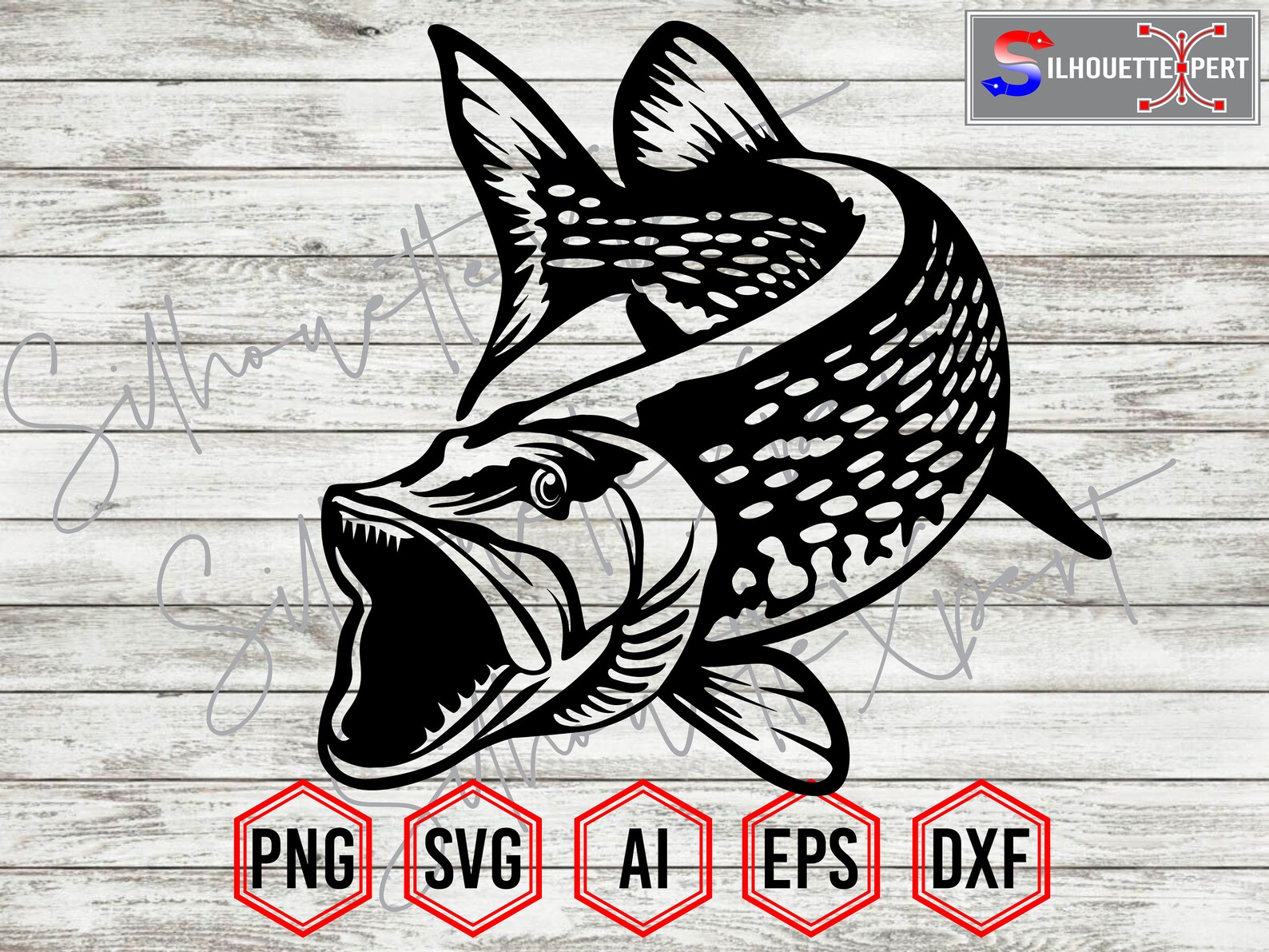 Pike Svg, Fish Svg, Fishing Svg, Fisher Svg - Clipart, Silhouette ...