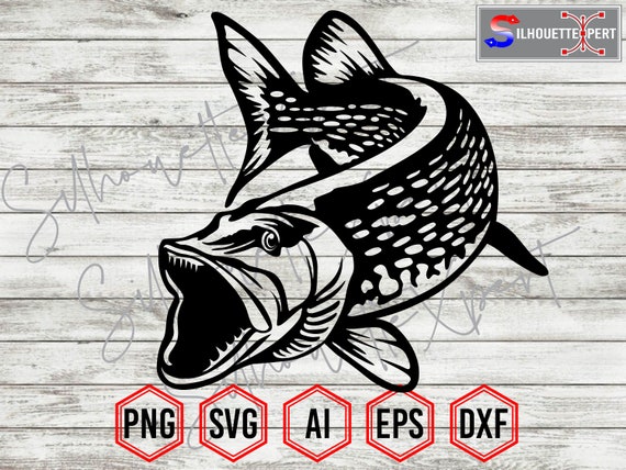 Pike Svg Fish Svg Fishing Svg Fisher Svg Clipart - Etsy