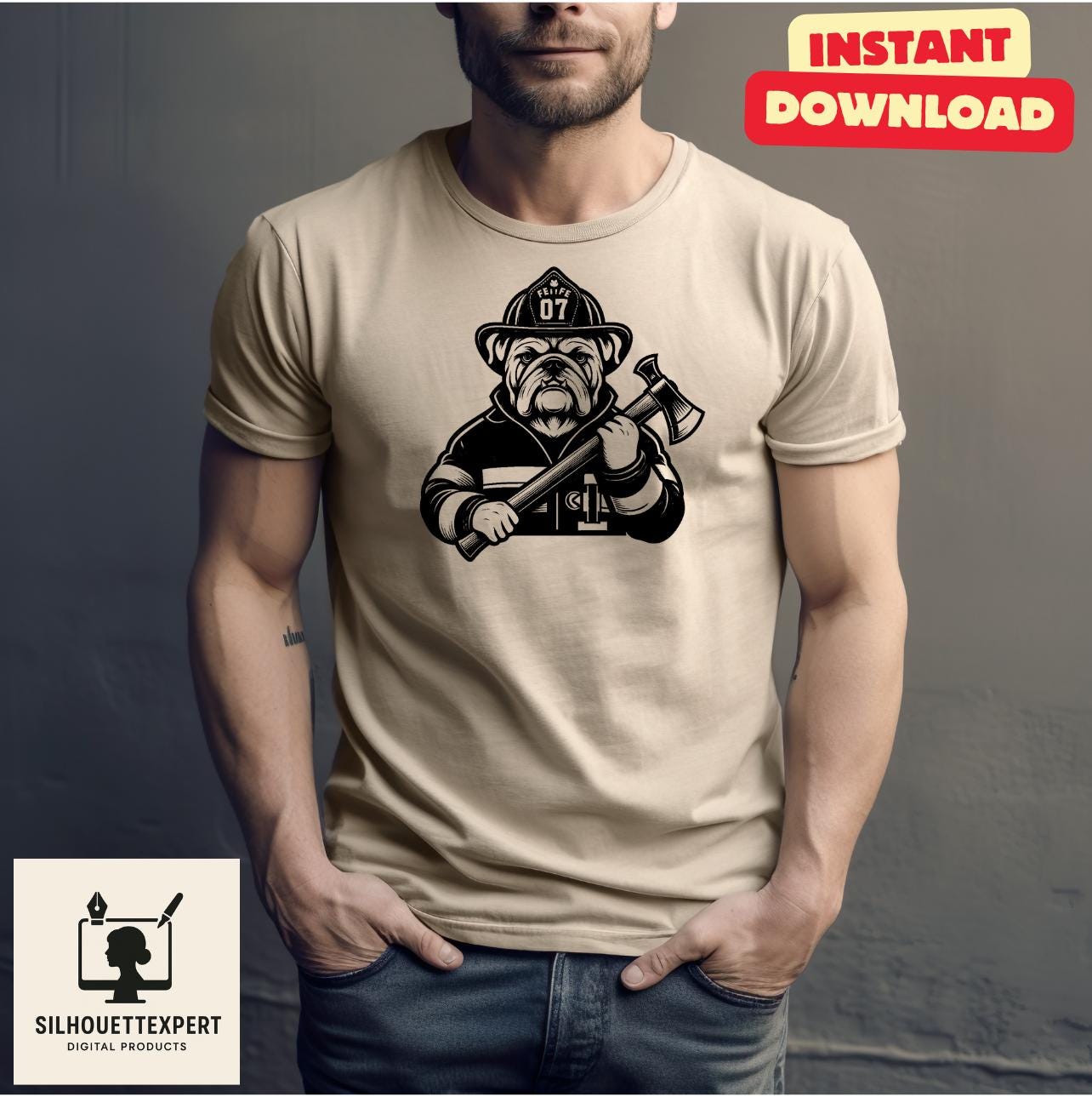 Bulldog Firefighter Mascot SVG, Fire Department Logo, Bulldog Fireman ...