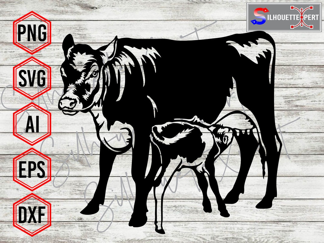 Cow Svg, Farm Animals Svg, Cow Mother Svg - Vector, Clipart, Silhouette ...