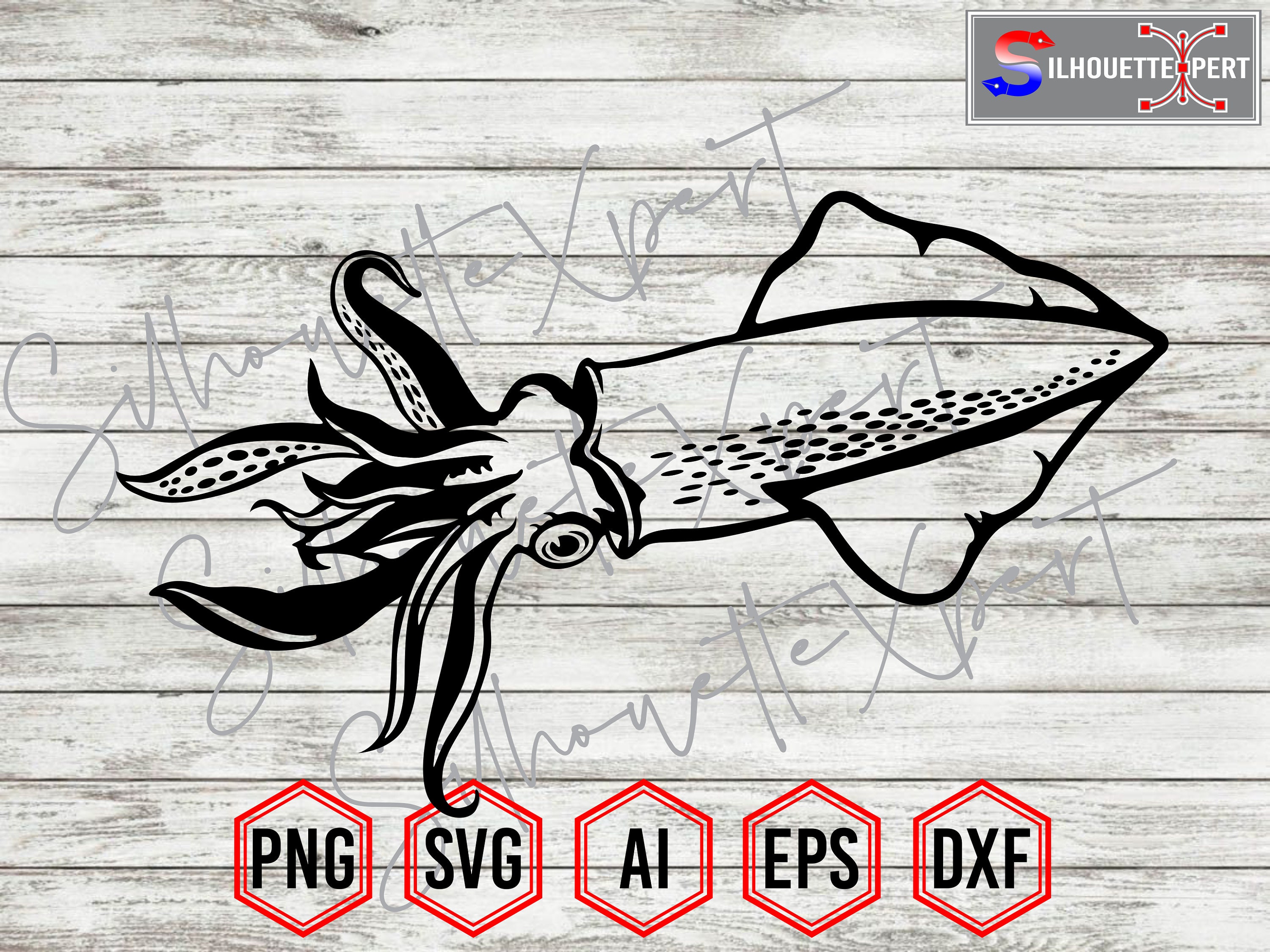 Squid Silhouette 2 Squid Svg Squid Artwork Squid Vector - Etsy