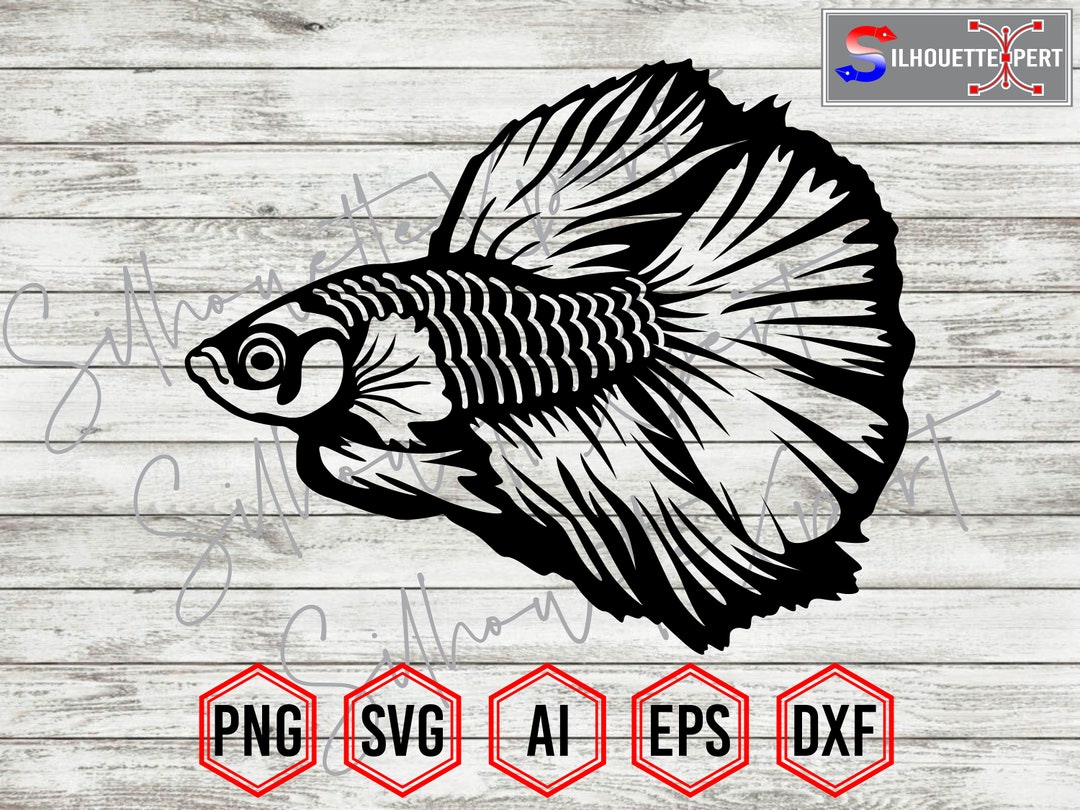 Betta Fish Silhouette, Fighter Fish, Siamese Fish Svg, Aquarium Fish ...