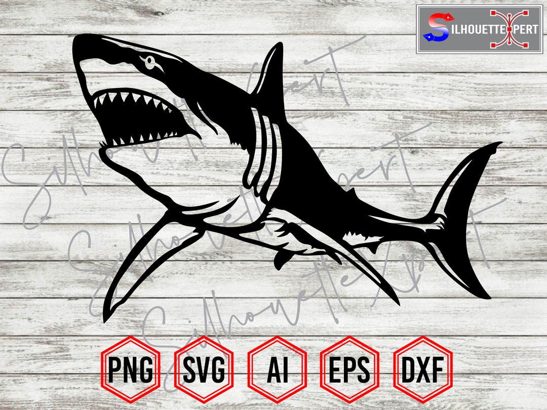 Shark Silhouette #1, Shark Svg, Angry Shark Svg - Clipart, Cricut, CNC ...
