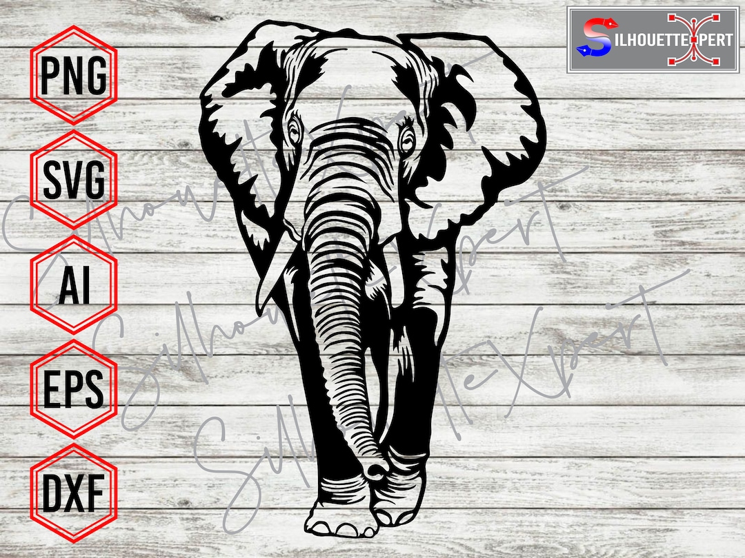Elephant Svg, Elephant Face Svg, Elephant Silhouette - Clipart, Cricut ...