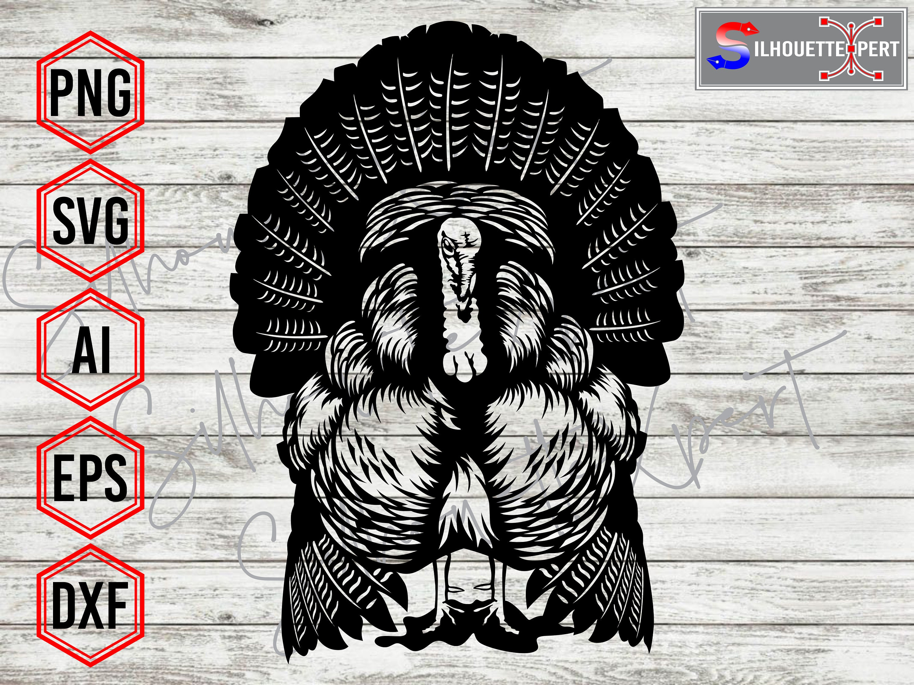 Silueta de pavo 2, Acción de Gracias svg, Otoño svg, Turquía svg Vector ...