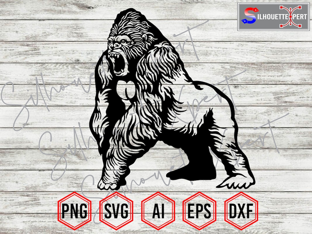 Standing Angry Gorilla Svg, Gorilla Silhouette #2, Apes Svg - Cameo ...