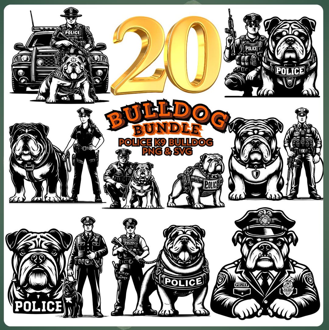 Police K9 Bulldog SVG, Law Enforcement Mascot Clipart, Bulldog Wearing ...