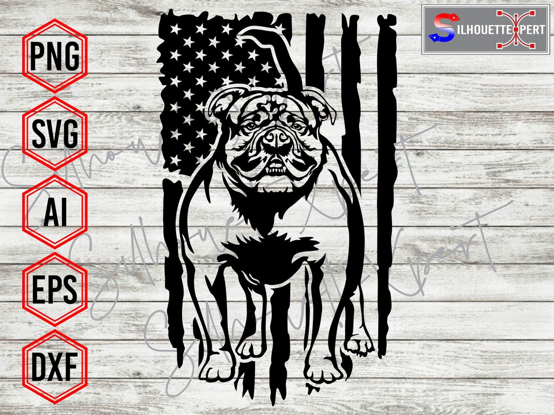 Patriotic US Flag English Bulldog Svg, Bulldog Svg, Dog Svg, Pet Svg ...
