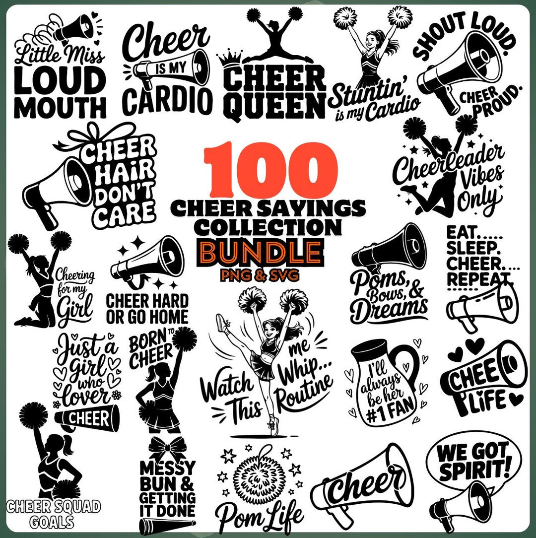 Cheer Saying Collection SVG | Cheerleader Quotes Typography | Cheer Mom ...