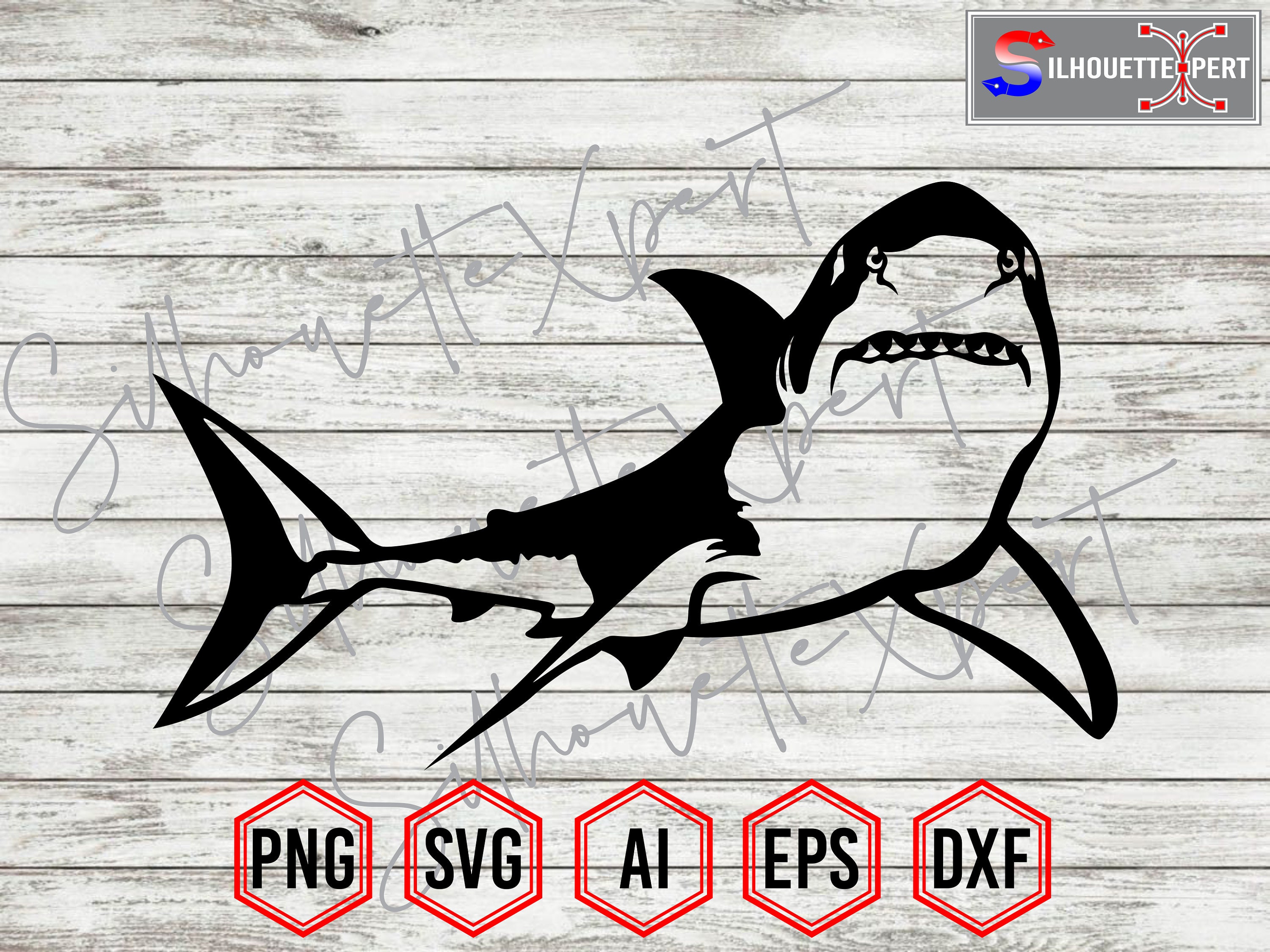 Silueta de tiburón 2 Tiburón svg Tiburón enojado svg - Etsy México
