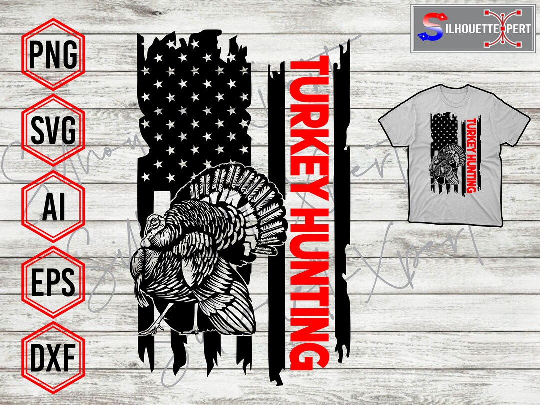 Buy Tattered US Flag Turkey Hunting Svg, Turkey Svg Vector, Clipart ...