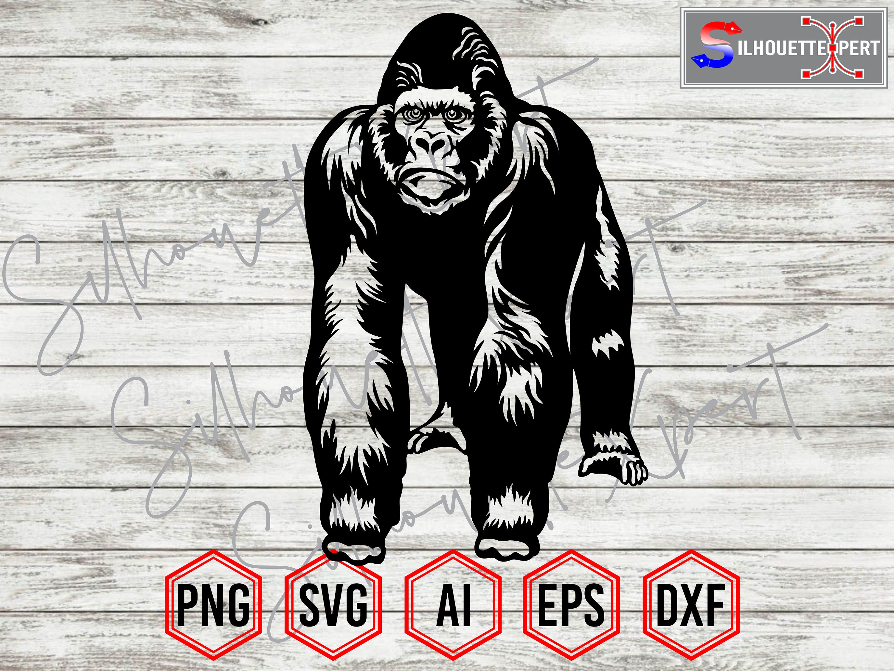 Walking Gorilla Svg Gorilla Silhouette 5 Apes Svg Vector - Etsy