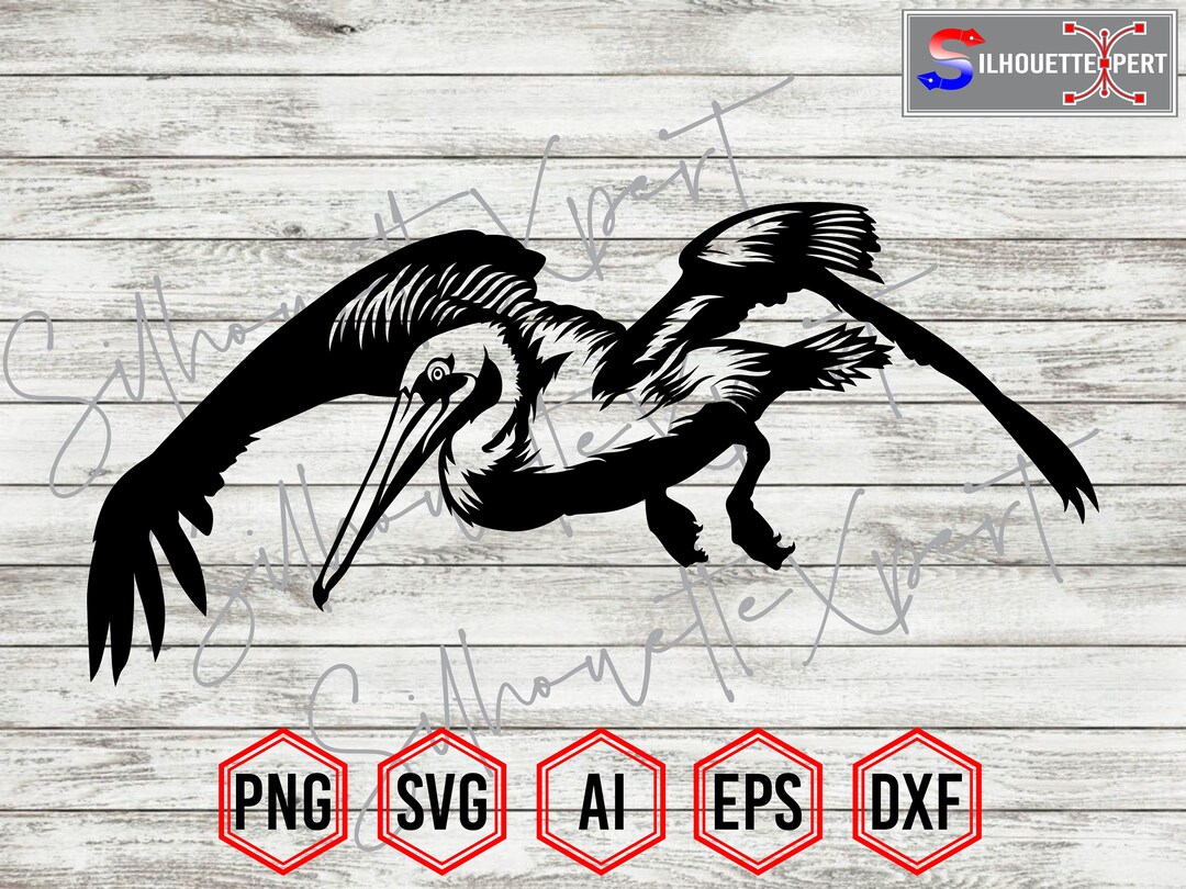 Flying Pelican Svg, Pelican Hunting Svg, Pelican Svg, Silhouette ...