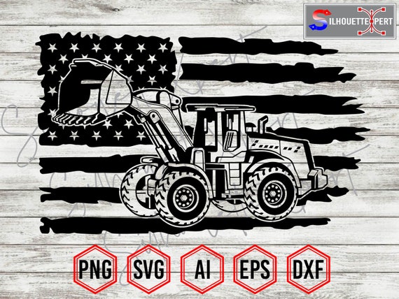 Wheel Loader Svg American Flag Svgheavy Equipment Svg - Etsy