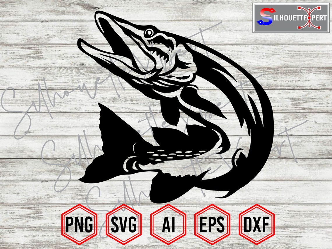 Pike Svg Ocean Fish Svg Fishing Svg Clipart Silhouette - Etsy