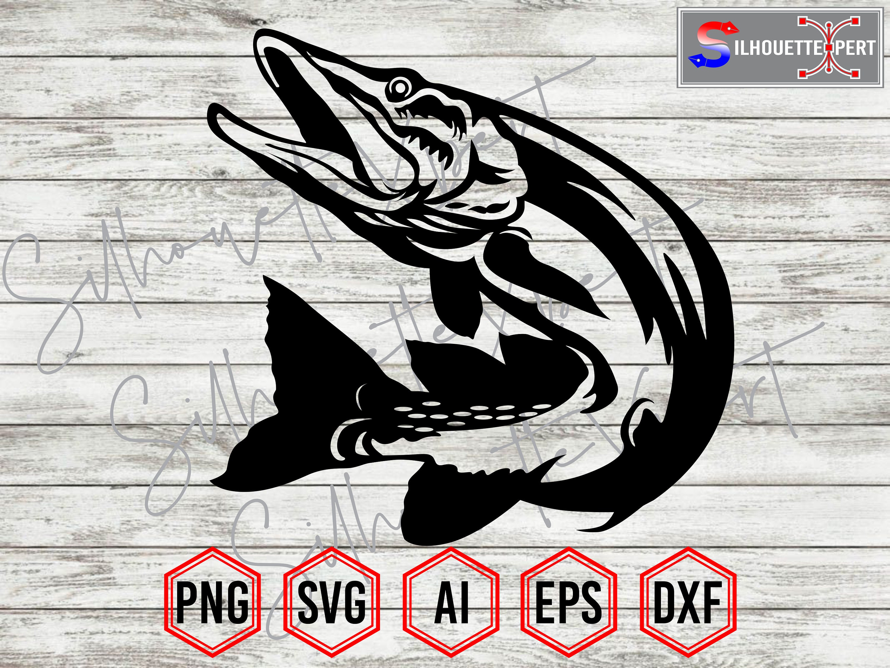 Pike Svg Ocean Fish Svg Fishing Svg Clipart Silhouette - Etsy