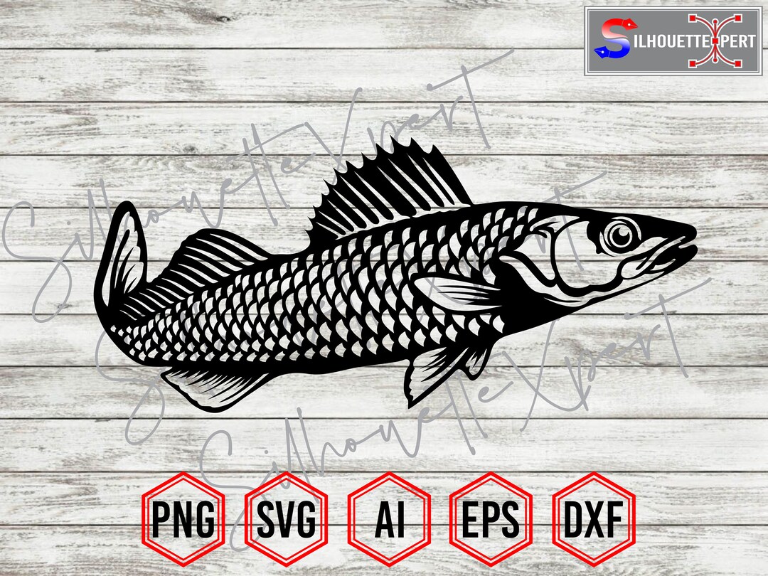 Blue Walleye Silhouette, Walleye Svg, Fishing Svg - Vector, Clipart ...