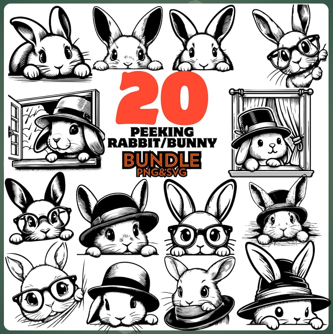 Rabbit Silhouette SVG | Bunny Outline Clipart | Easter Rabbit Cut File ...