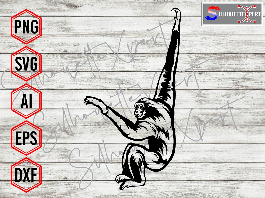 Playing Gibbon Svg, Monkey Svg, Animal Svg, Wildlife Svg - Clipart ...