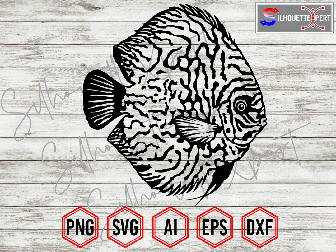 Discus Fish Silhouette, Discus Svg, Aquarium Fish Svg - Clipart, Vector ...