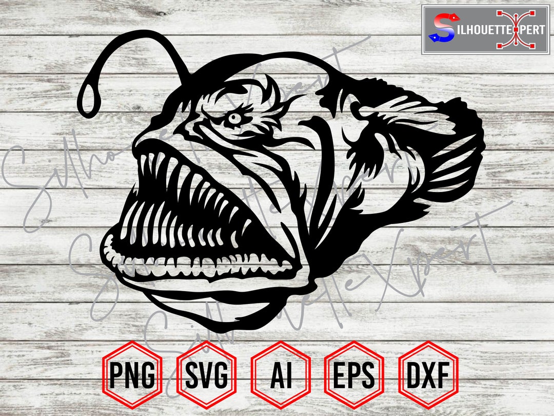 Anglerfish Silhouette Anglerfish Svg Aquarium Fish Svg - Etsy
