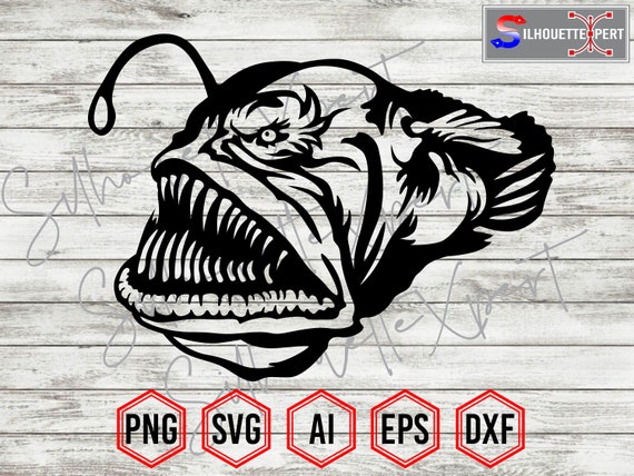 Anglerfish Silhouette Anglerfish Svg Aquarium Fish Svg - Etsy