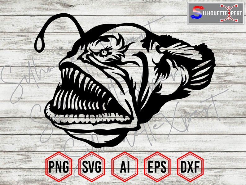 Anglerfish Silhouette Anglerfish Svg Aquarium Fish Svg - Etsy