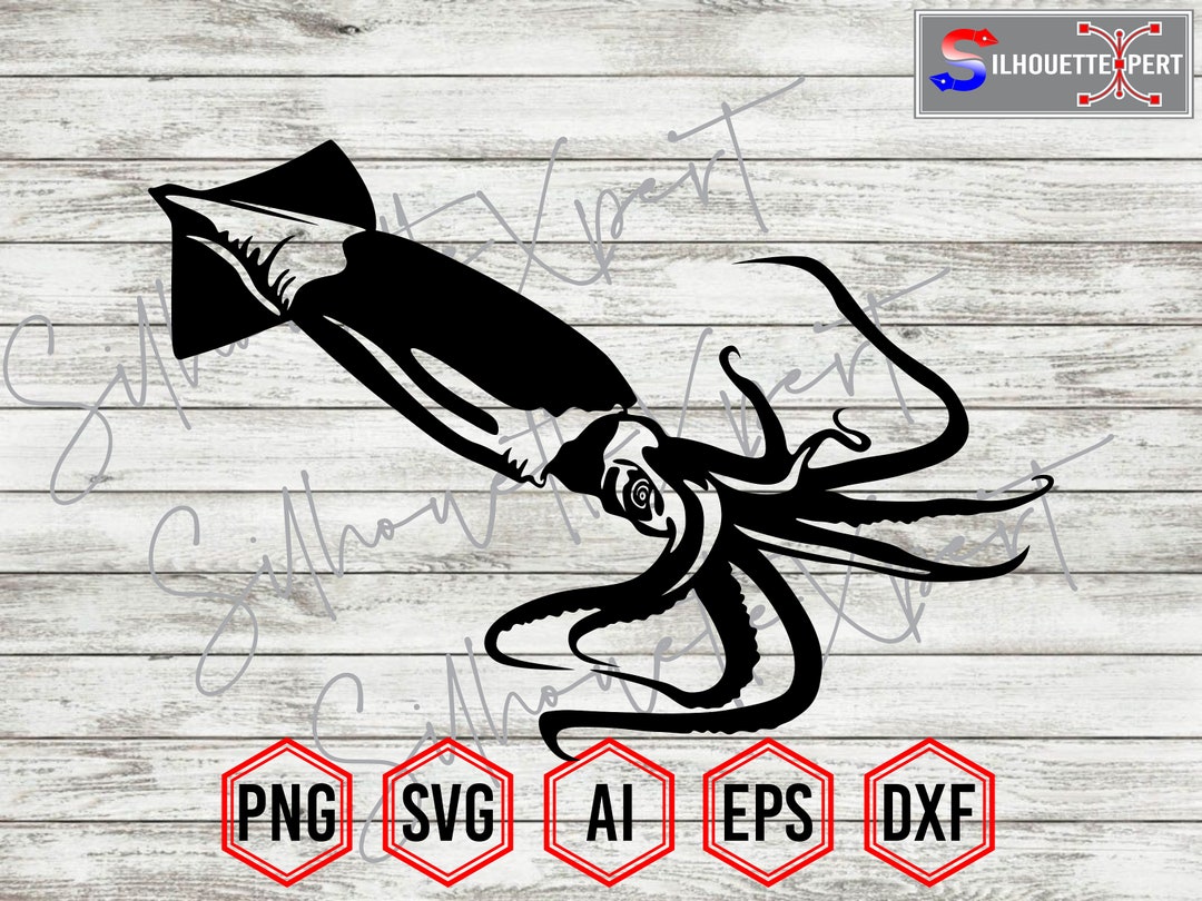 Squid Silhouette #1, Squid Svg, Squid Artwork, Squid Vector - Clipart ...