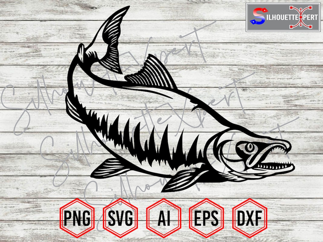 Salmon Silhouette, Sockeye Salmon Svg, Fishing Svg - Clipart, Vector ...