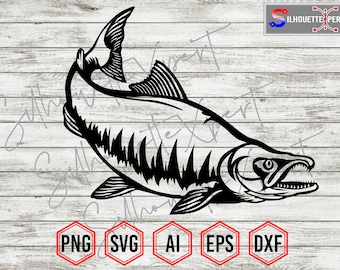 Alligator Gar Fish Silhouette, Gar Fish Svg Vector, Cricut, CNC, Laser ...