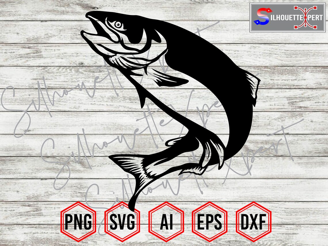 Atlantic Salmon Silhouette Salmon Svg Fishing Svg Clipart - Etsy