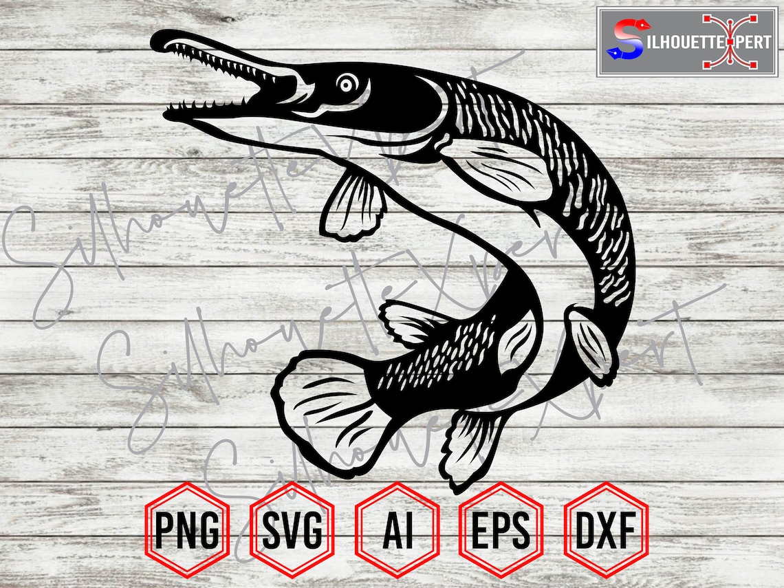 Alligator Gar Fish Silhouette Gar Fish Svg Vector Cricut - Etsy
