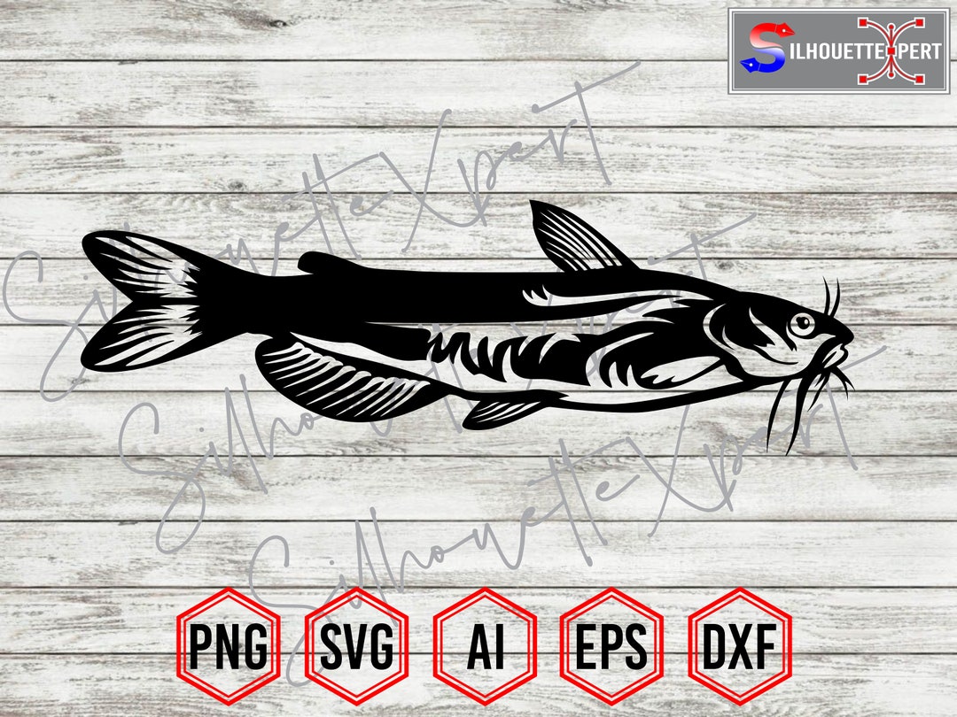 Cat Fish Silhouette, Cat Fish Svg, Fishing Shirt Svg - Clipart, Vector ...