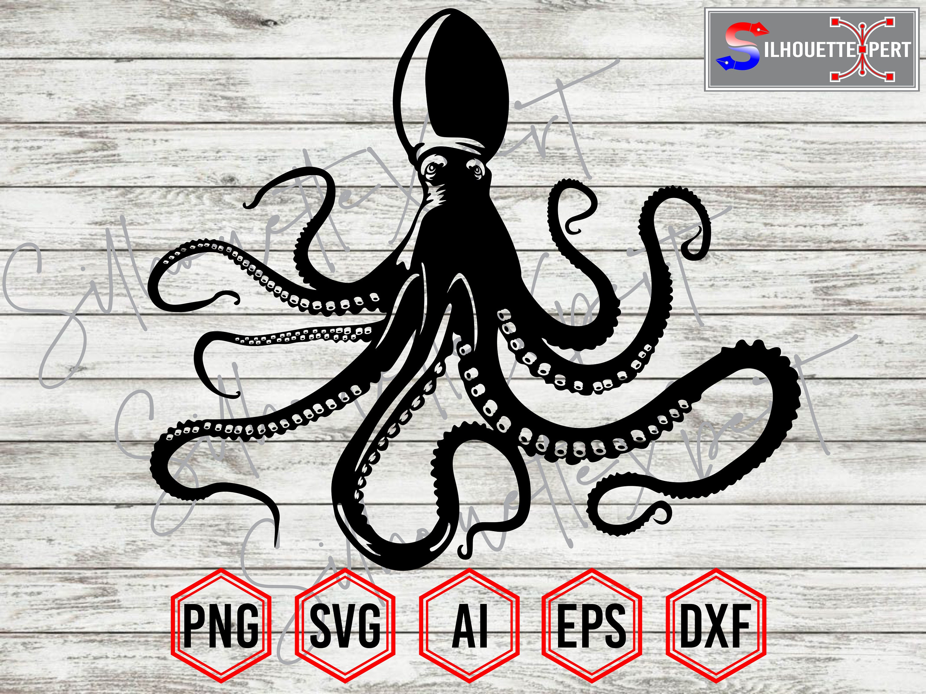 Octopus Silhouette #2, Octopus Svg, Octopus Artwork, Octopus Vector ...